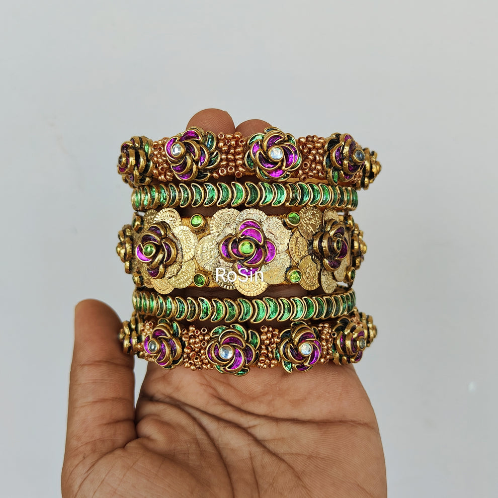 Rose coin set pink and green – Rosin