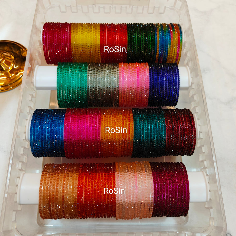 Crystal dots glass bangles (1 dozen) – Rosin