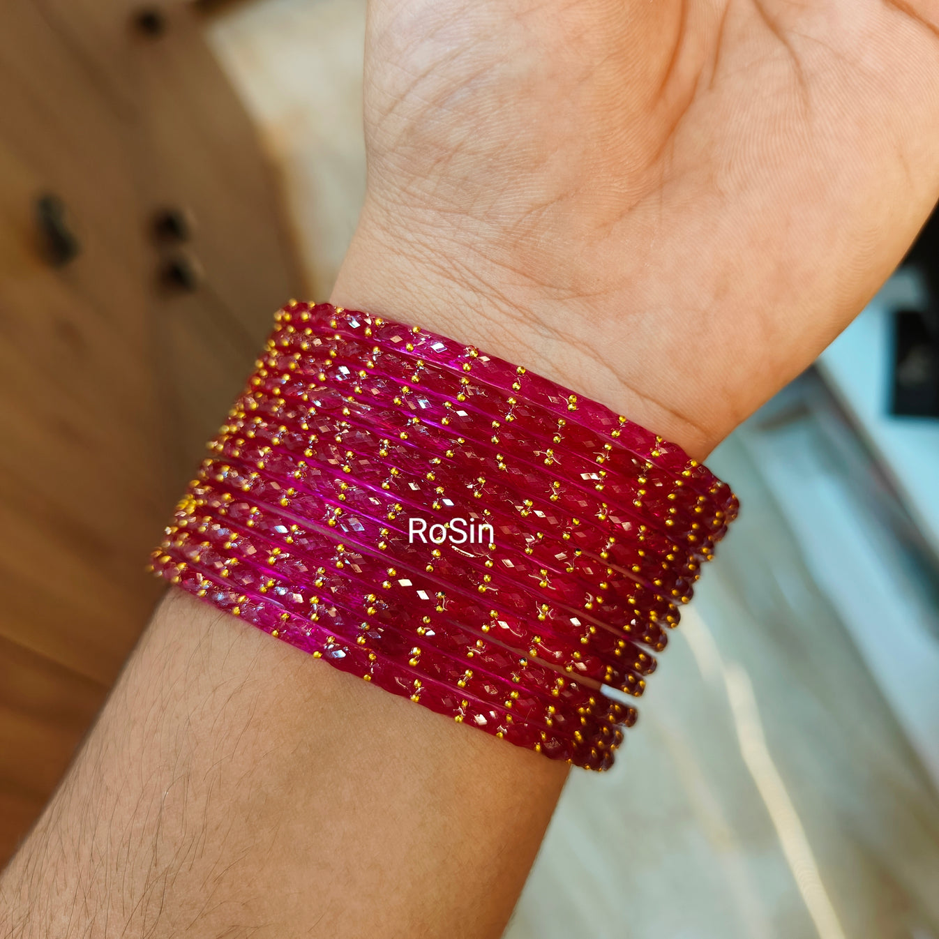 2.10 size OG raindrop glass bangles – Rosin