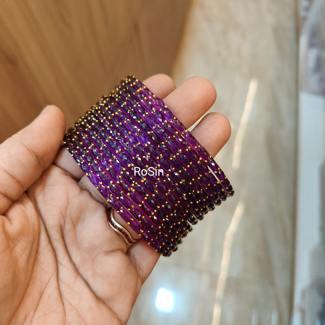 2.10 size OG raindrop glass bangles – Rosin