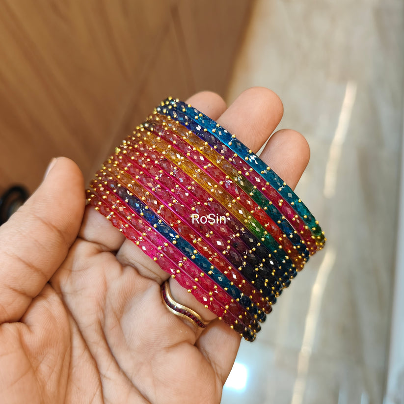 2.10 size OG raindrop glass bangles – Rosin