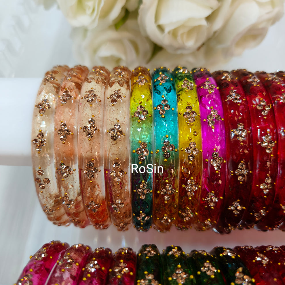 Classic glass crystal kadas (set of 2 bangles) – Rosin