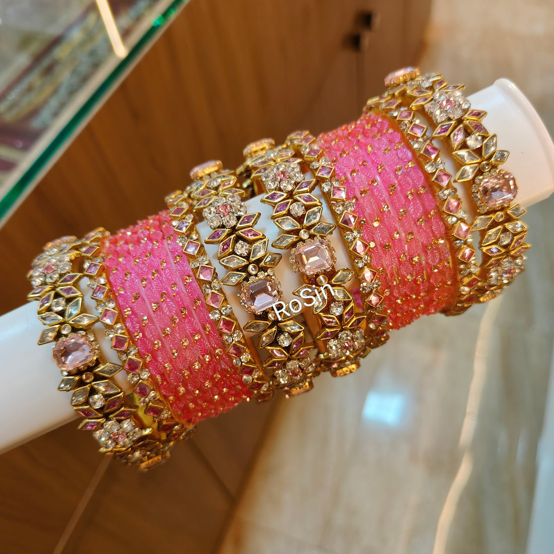 Pastel pink glass mixed set – Rosin