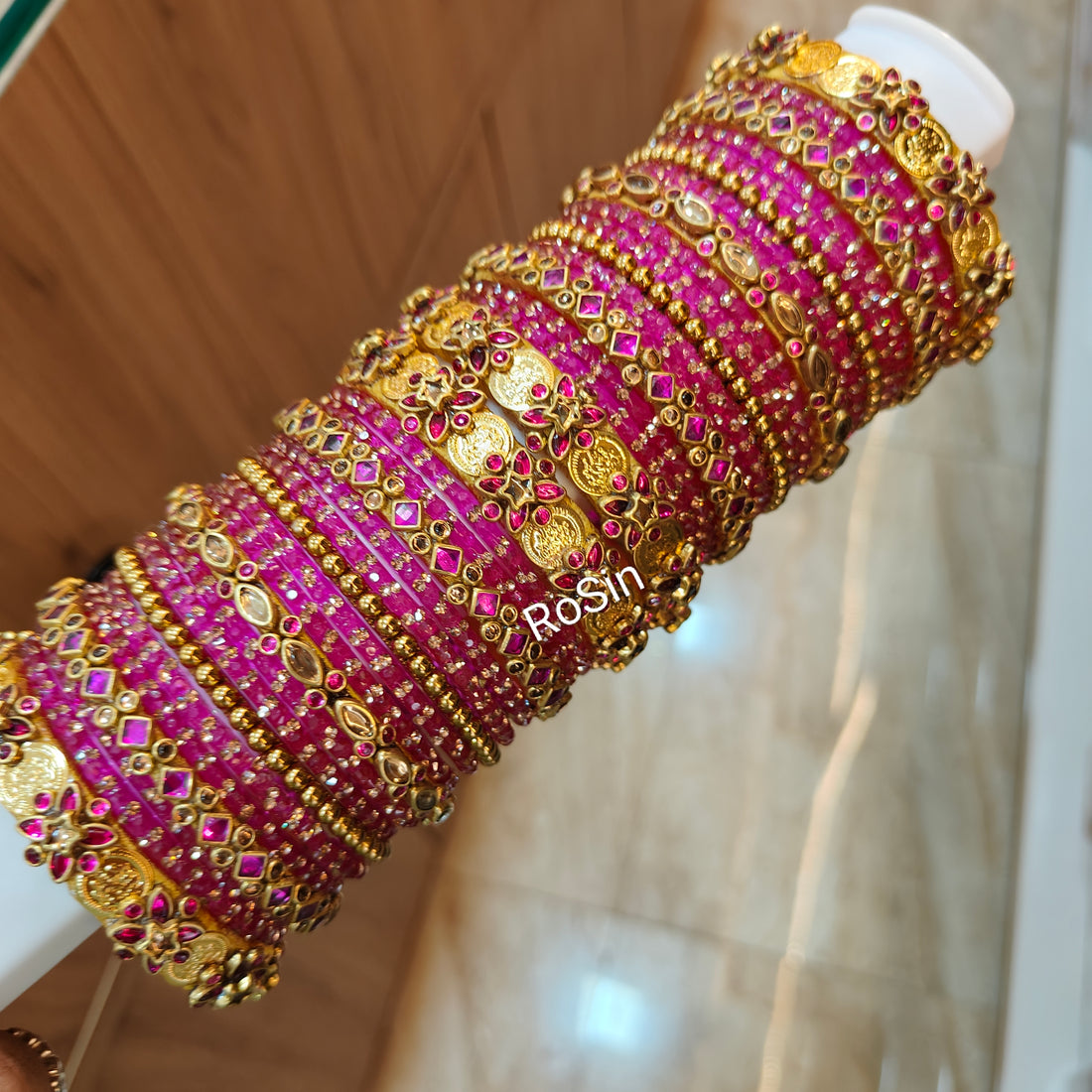 Rani pink glass mixed bridal set – Rosin