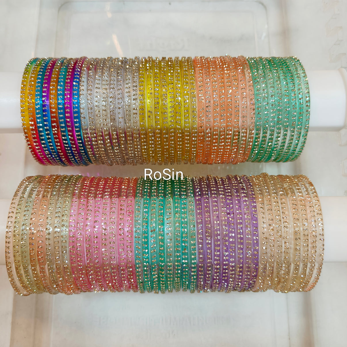 3mm Rani crystal glass bangles (1 set 8 bangles) – Rosin