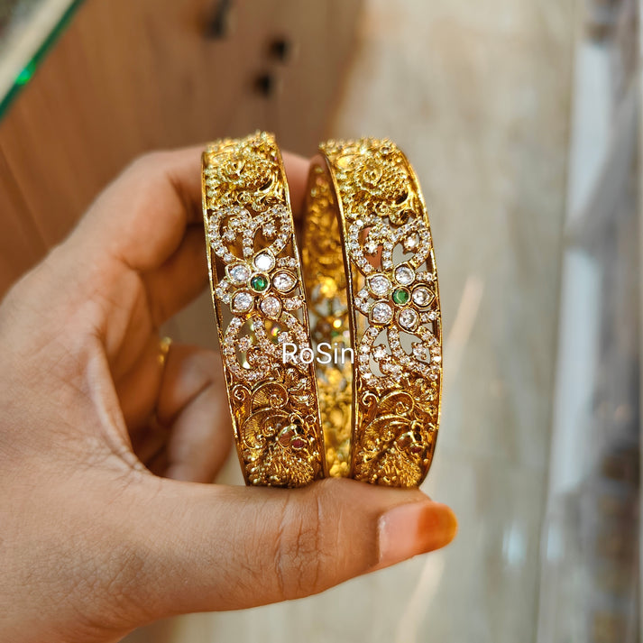 Peacock with kodi stone work (2 bangles) – Rosin