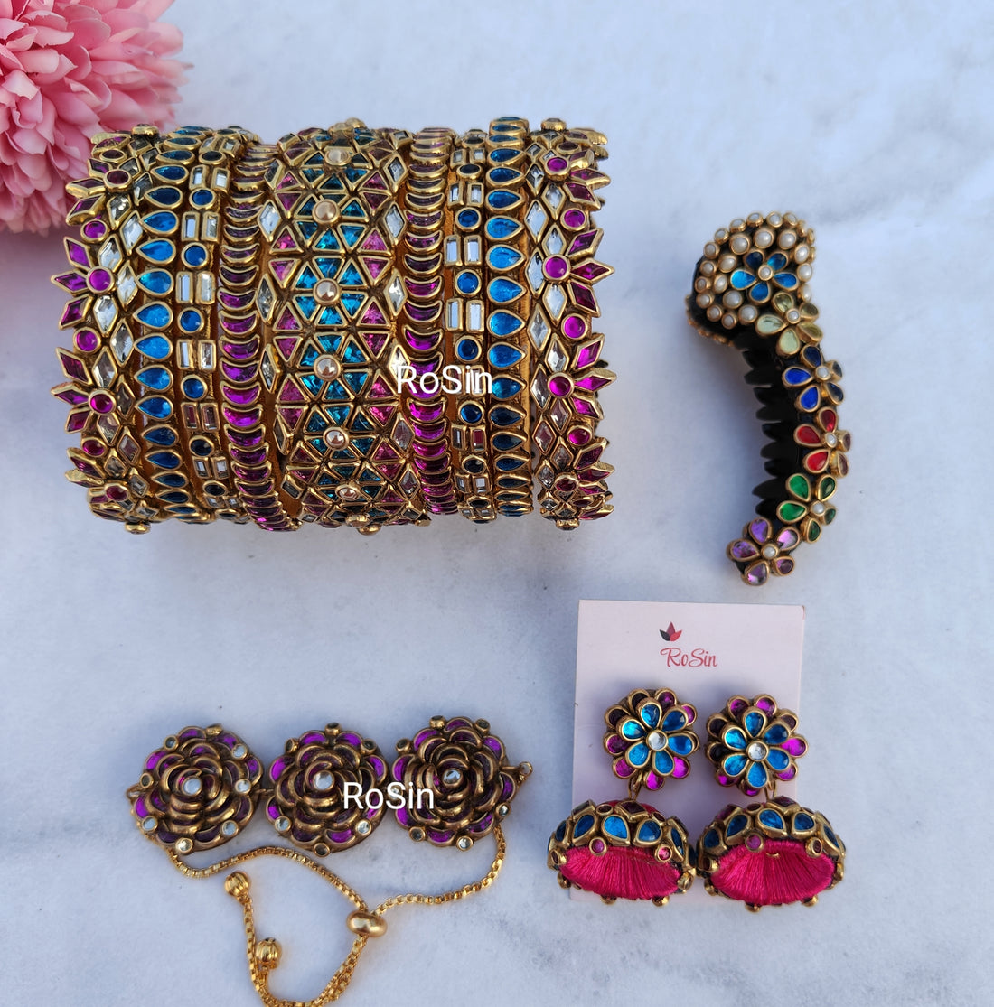 Rosin - Handmade silkthread bangles & hair accessories